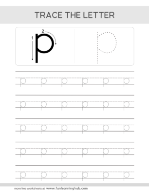 Lowercase Letter p Tracing Worksheet – Free Printable PDF - Fun ...