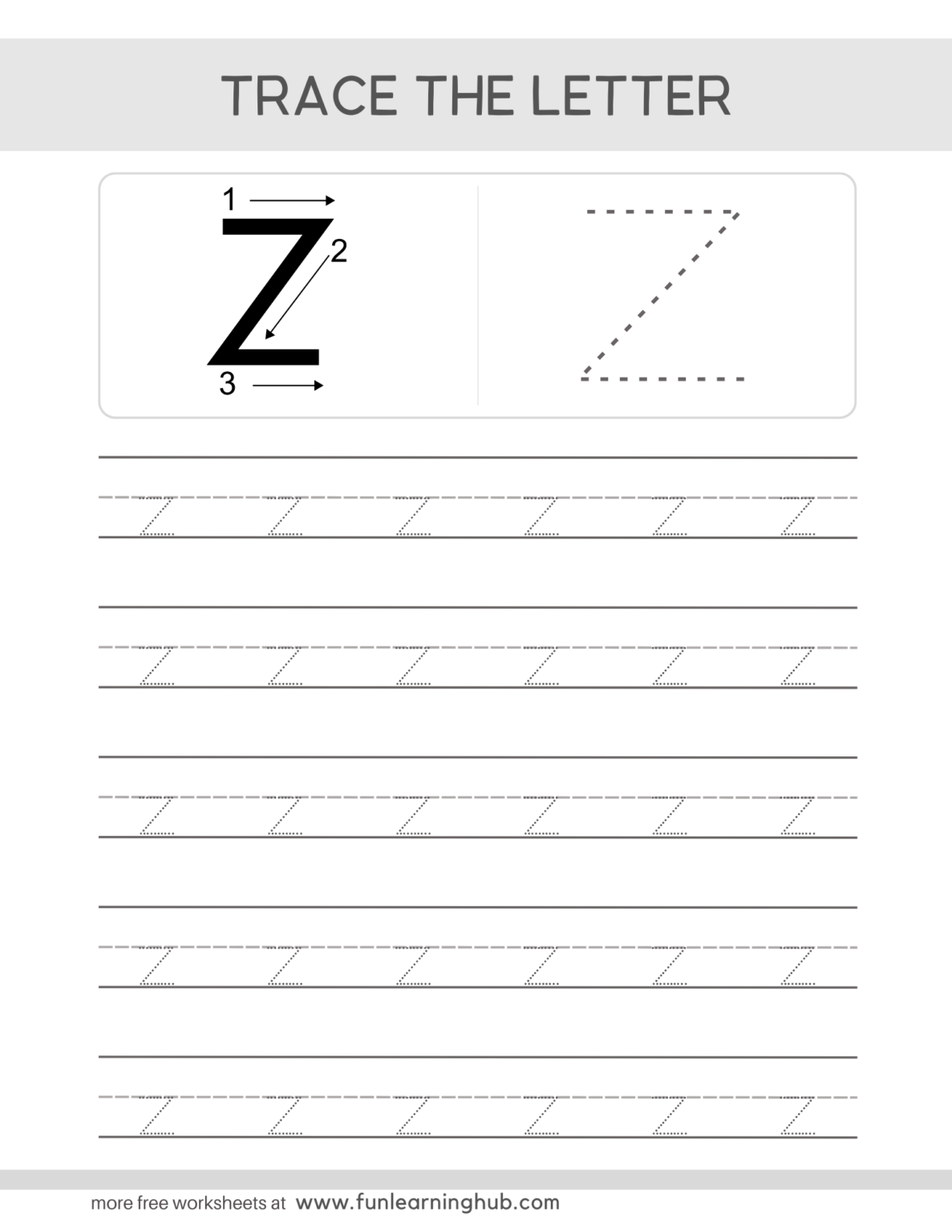 Lowercase Letter z Tracing Worksheet – Free Printable PDF - Fun ...