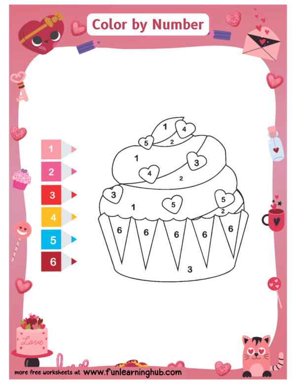 Valentine’s Day Color by Number Worksheet - Fun Learning Hub