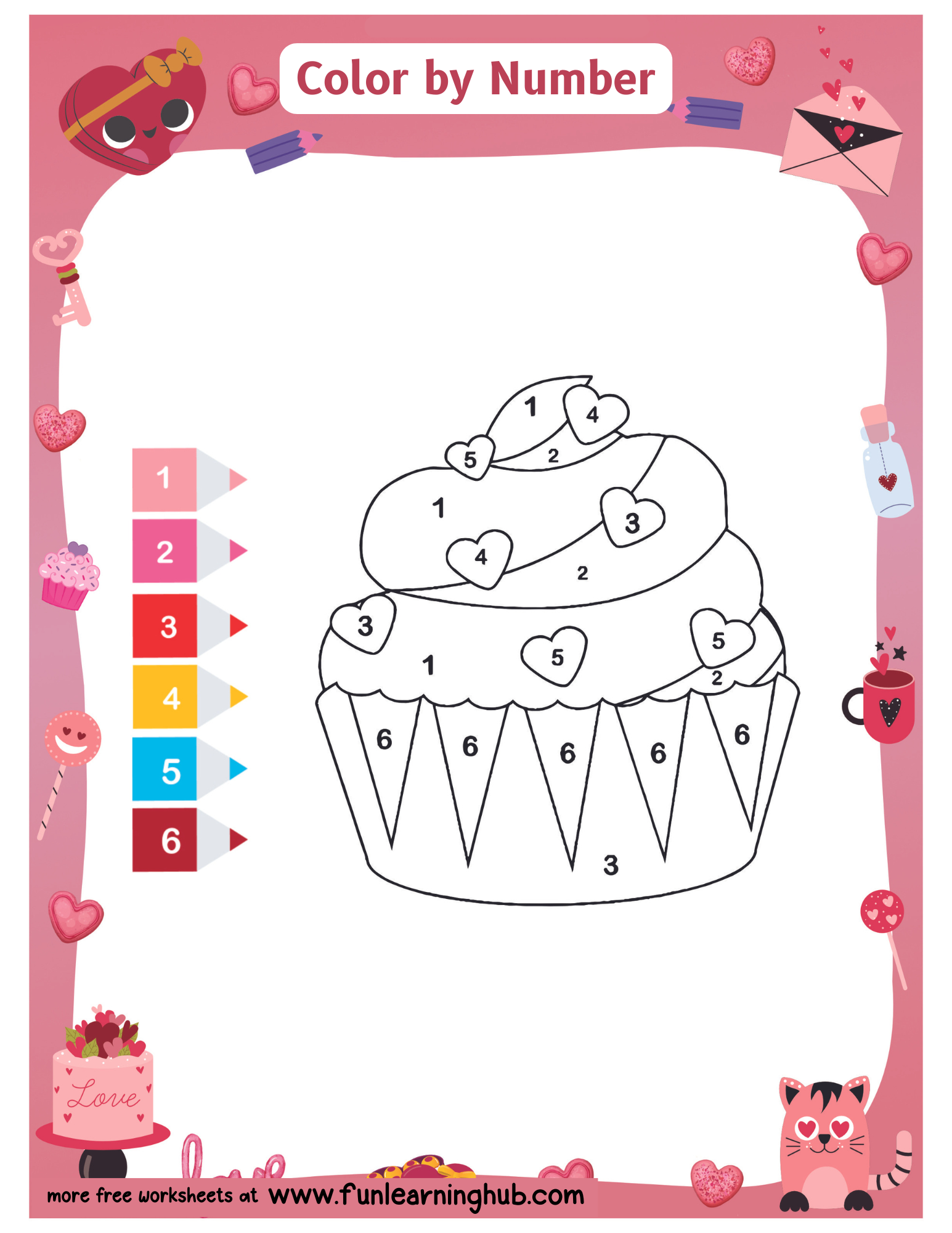 Valentine’s Day Color by Number Worksheet - Fun Learning Hub